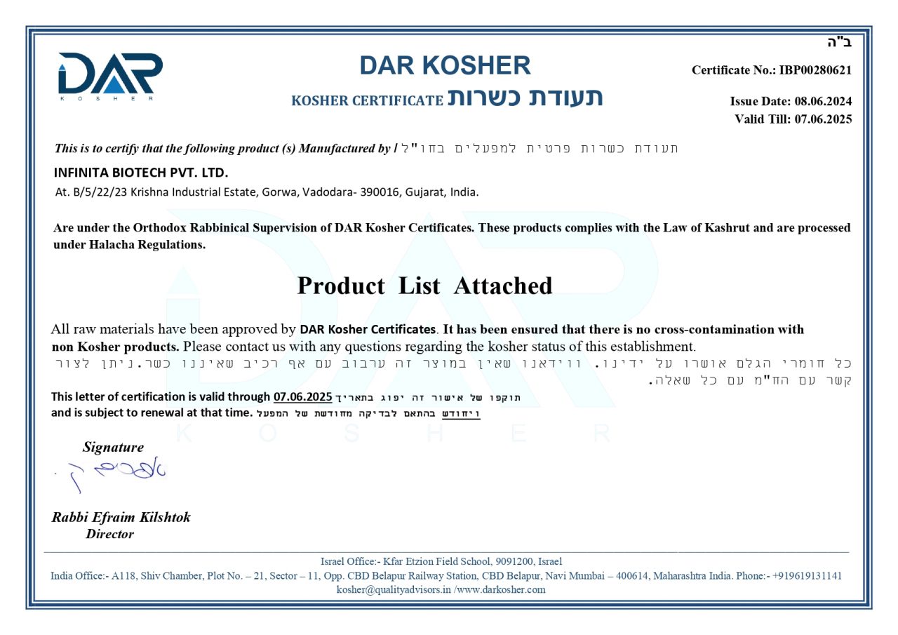 Certifications - Infinita Biotech